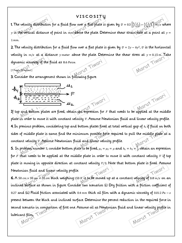 Fluid Mechanics: Viscosity and Forces | PDF | Viscosity | Shear Stress