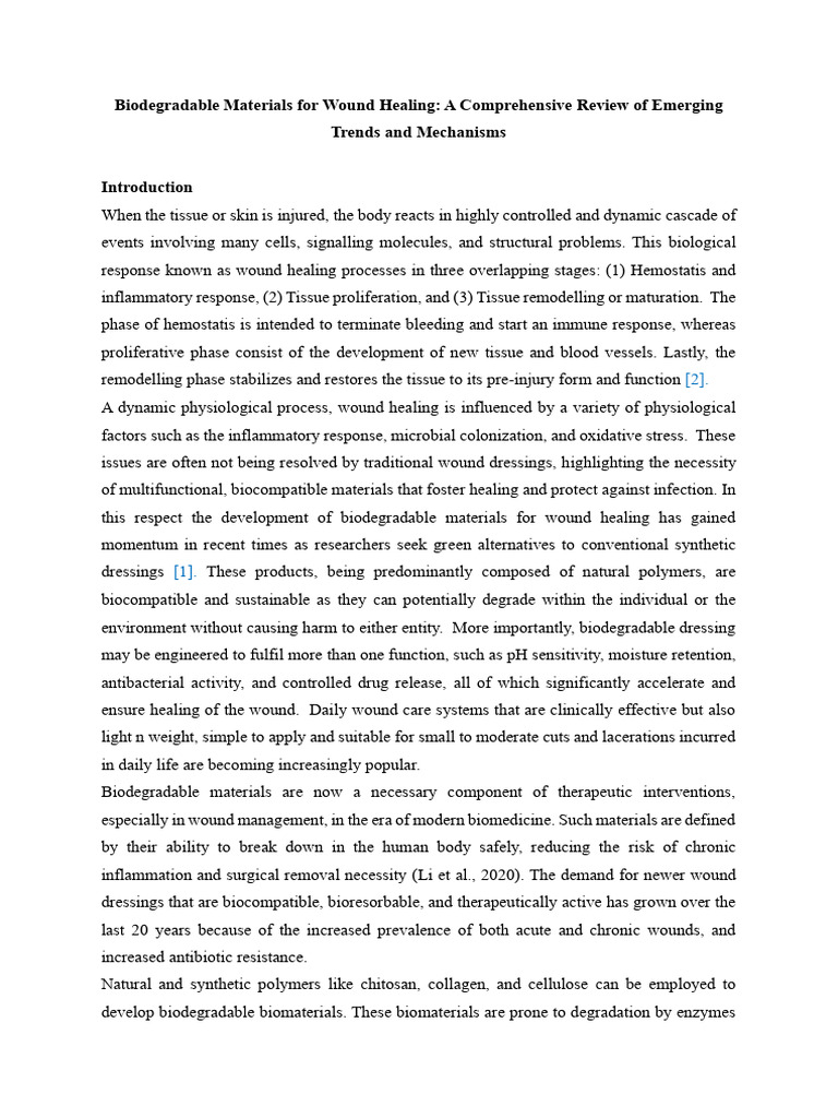 Wound Healing Review Paper Final | PDF | Wound Healing | Biopolymer