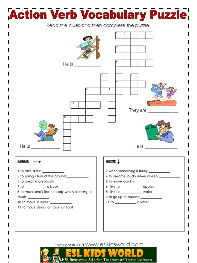 Action Verb Puzzle Worksheet | PDF