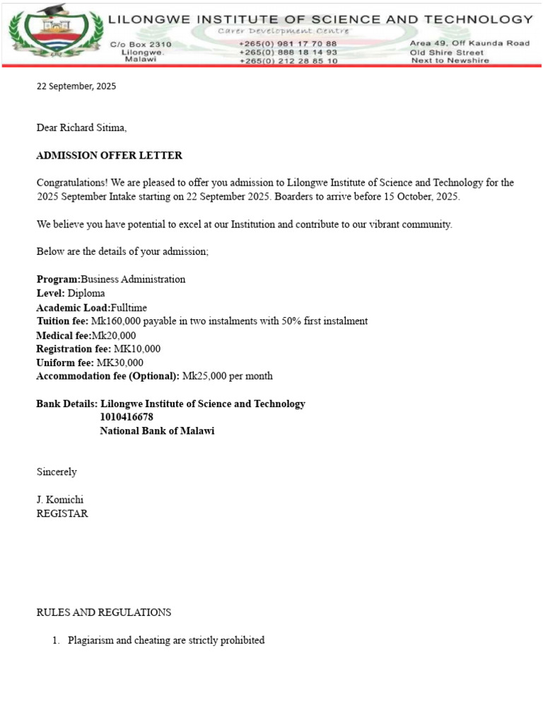 Richard Sitima 1 | PDF