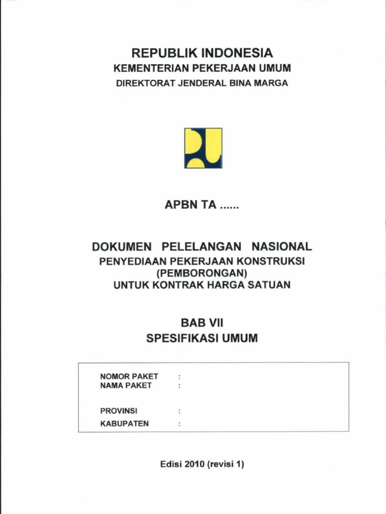 Spesifikasi Umum 2010 Revisi 1 Dan Lampiran | PDF