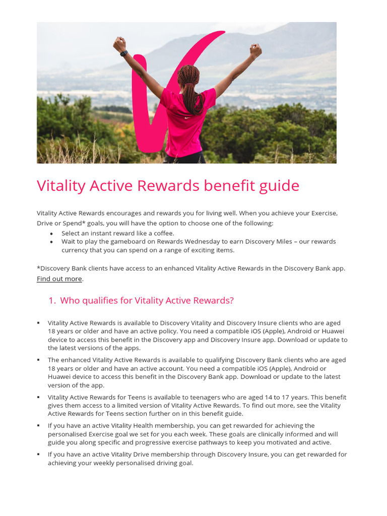Vitality Active Rewards Benefit Guide | PDF | Mobile App | Loyalty Program