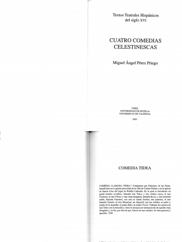 3. La comedia Tidea, Francisco de las Natas (1520) | PDF