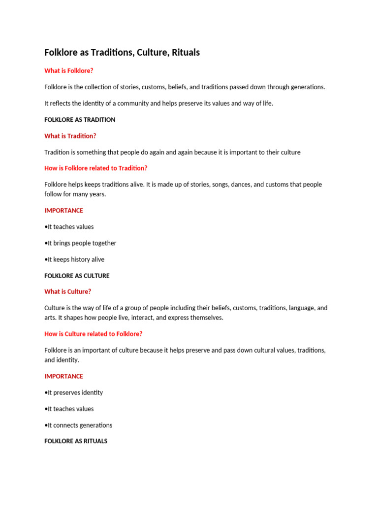 Understanding Folklore: Traditions & Culture | PDF