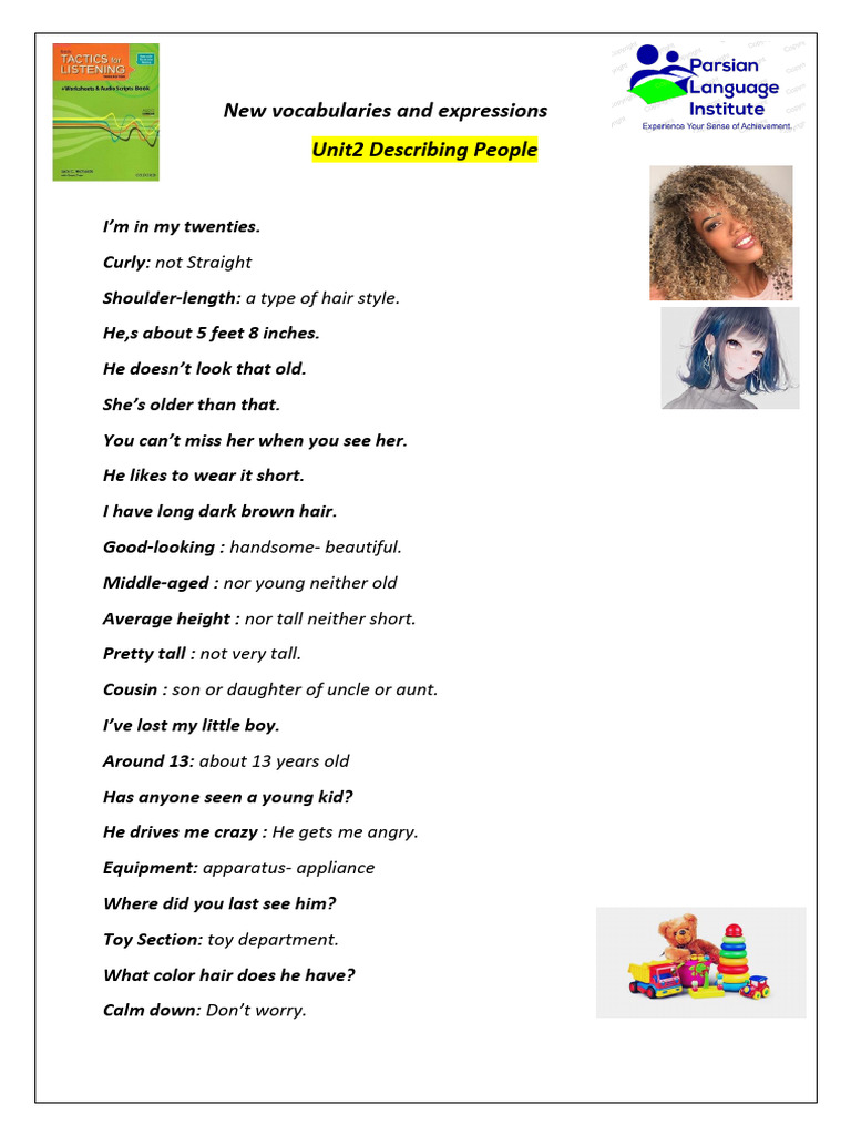 New Vocabularies and Expressions Unit2 | PDF