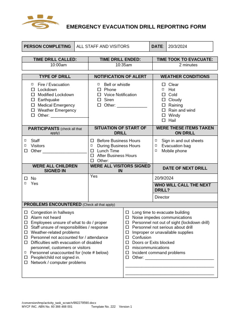 Emergency Evacuation Drill Report 2024 | PDF | Emergency Evacuation ...