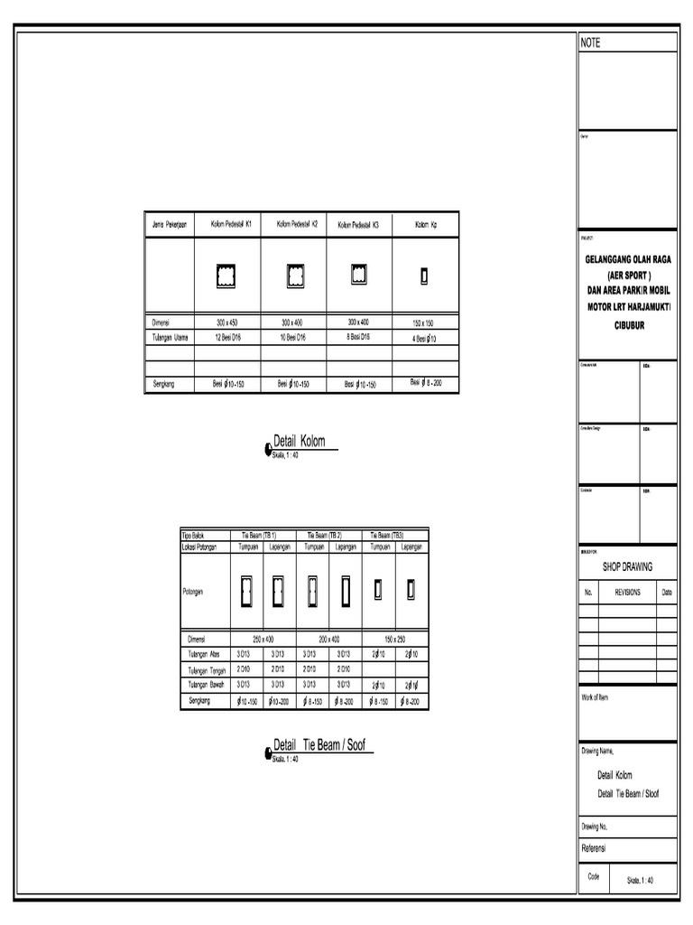 Alt - Final Denah Pondasi Det - KLM TB Gor Parkir LRT Cibubur-Model | PDF