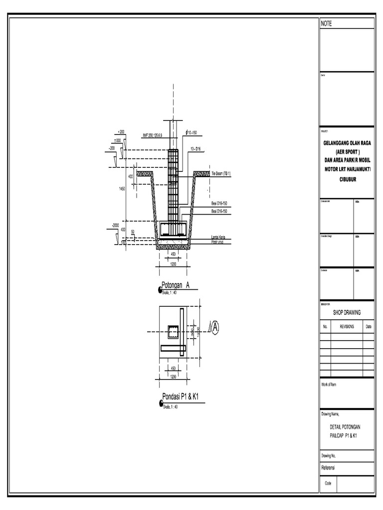Alt - Final Denah Pondasi p1, k1 Gor Parkir LRT Cibubur-Model | PDF