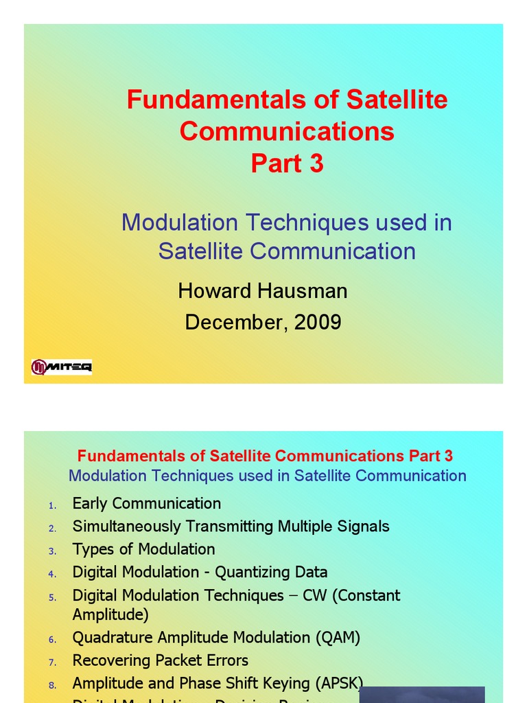 Satellite Modulation Techniques Explained | PDF | Frequency Modulation | Error Detection And ...