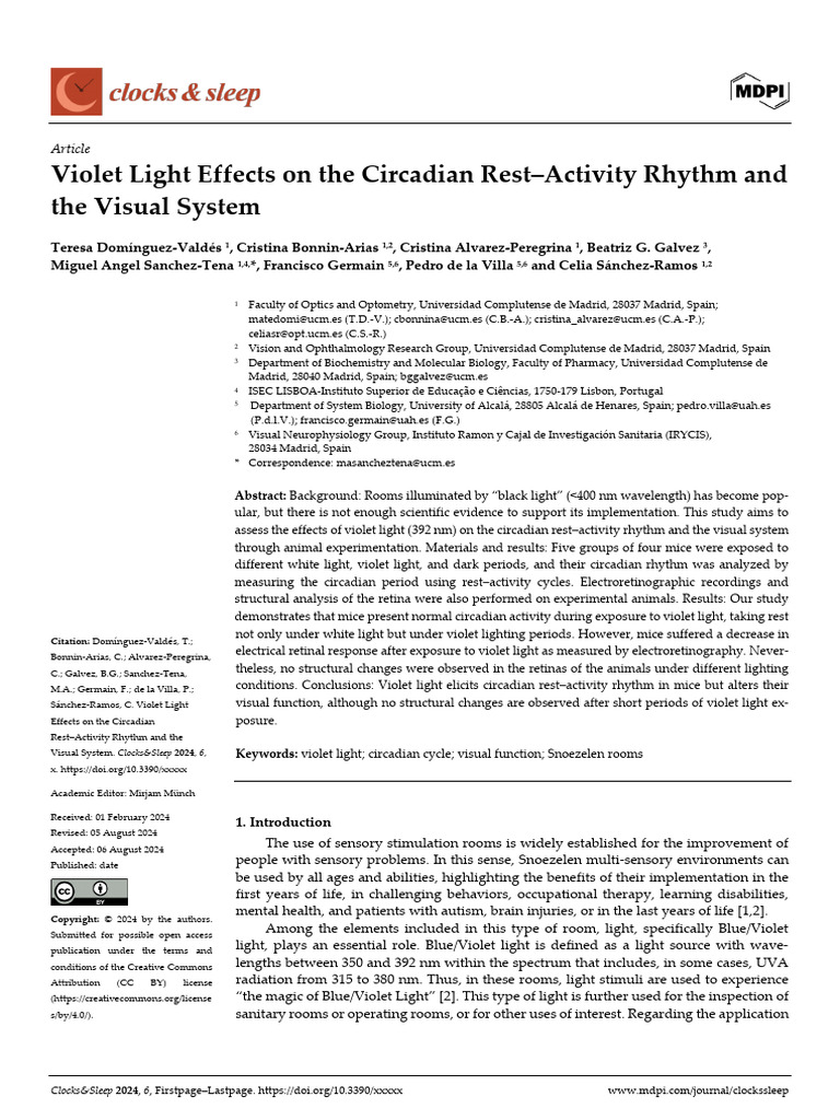 Violet Light Effects On The Circadian Rest-Activity Rhythm and The ...
