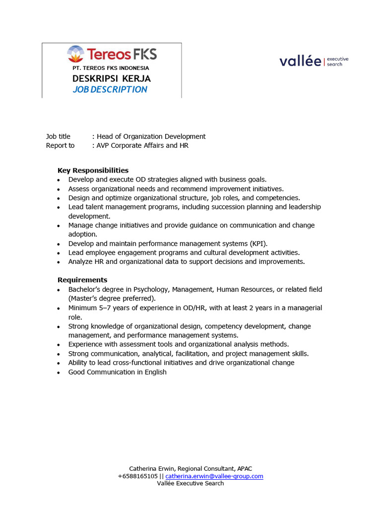 Head of Organization Development Role | PDF