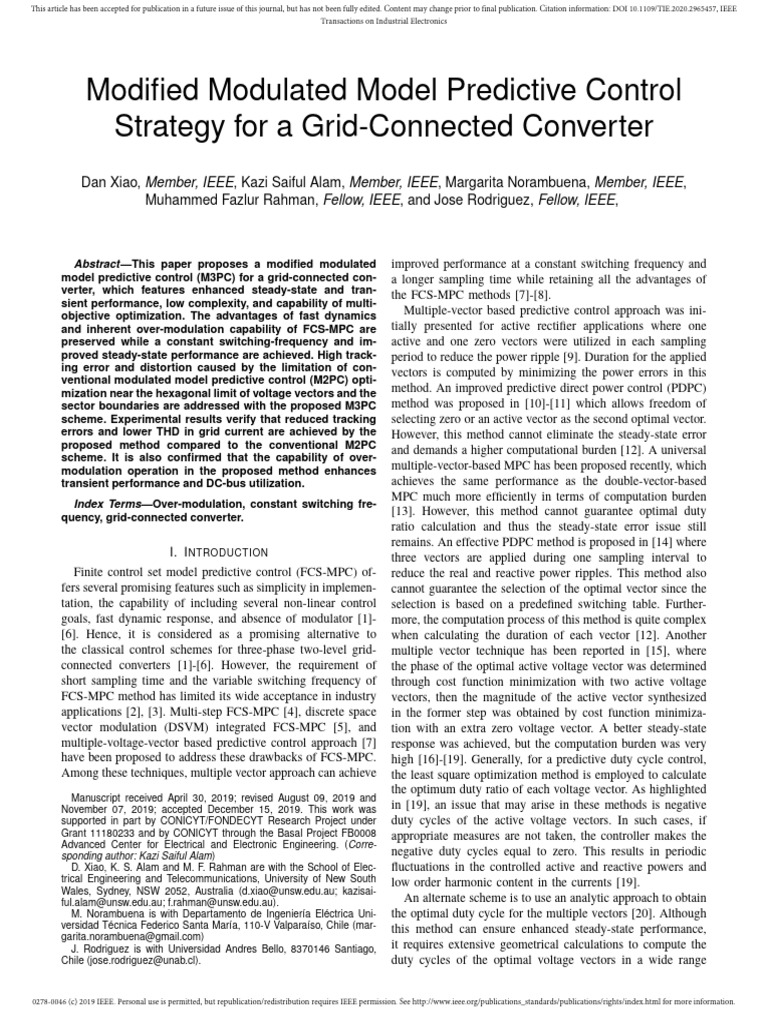 Modified Modulated Model Predictive Control Strategy For A Grid ...