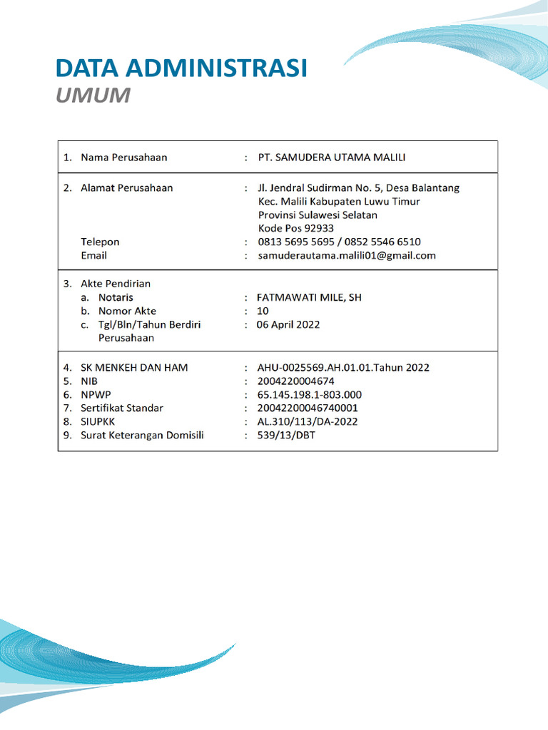 Data Administrasi Umum | PDF