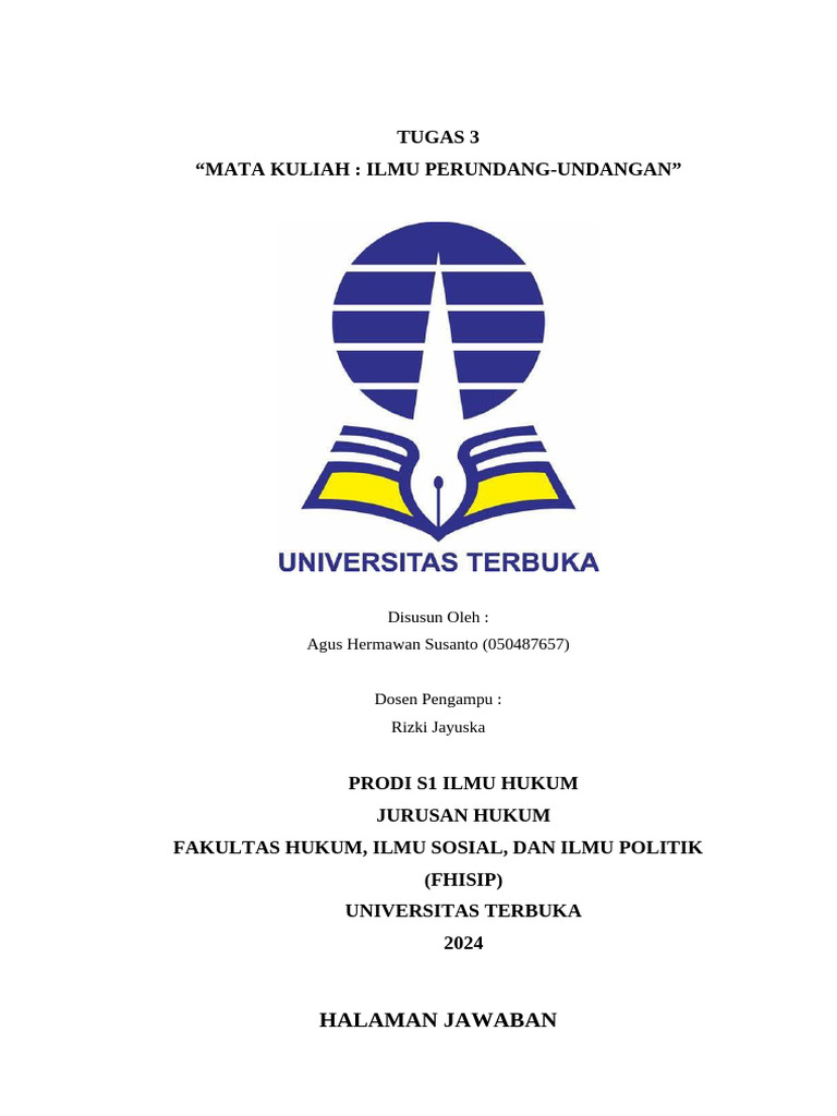Tugas 3 Matkul Ilmu Perundang-Undangan | PDF