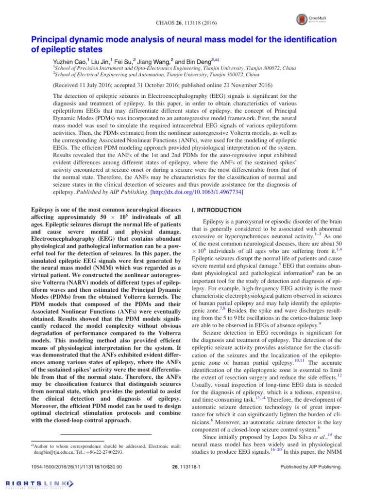 Principal Dynamic Mode Analysis of Neural Mass Model For The ...