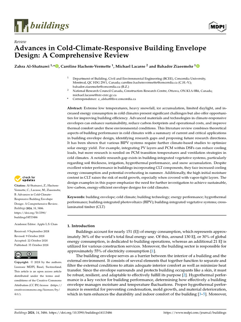 Advances in Cold-Climate-Responsive Building Envelope Design - A ...