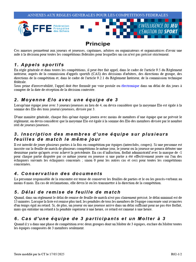 Règles des Compétitions Fédérales | PDF | Départements de France