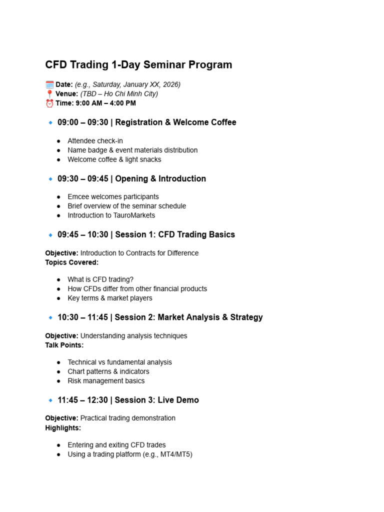 CFD Trading Seminar in Ho Chi Minh City | PDF
