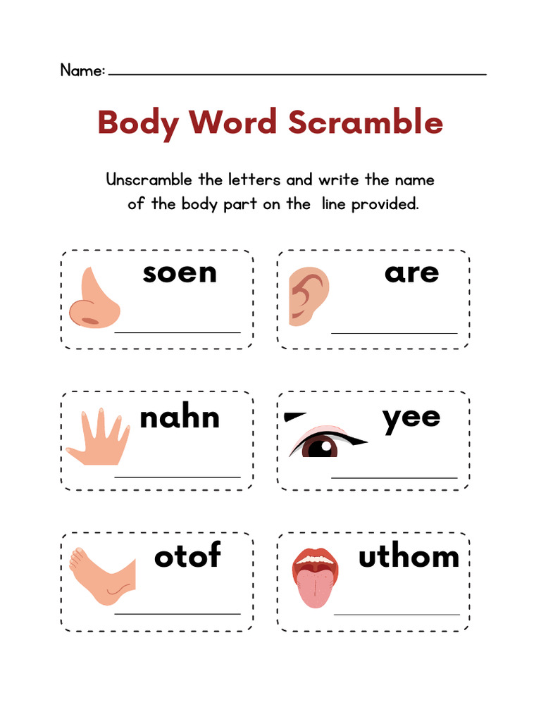 Body Part Word Scramble Game | PDF