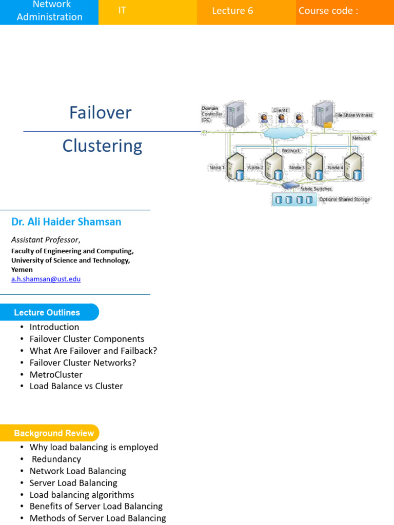 Failover Clustering and Load Balancing Guide | PDF | Computer Cluster ...
