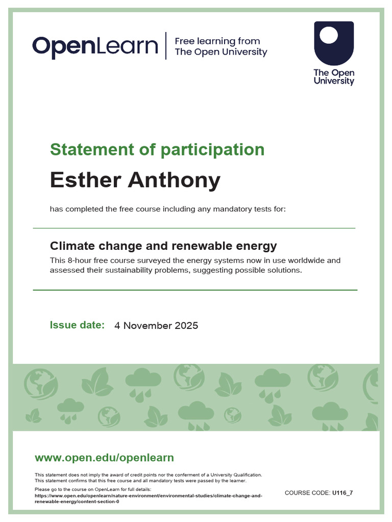 Climate Change and Renewable Energy Certificate | PDF | Climate Change ...