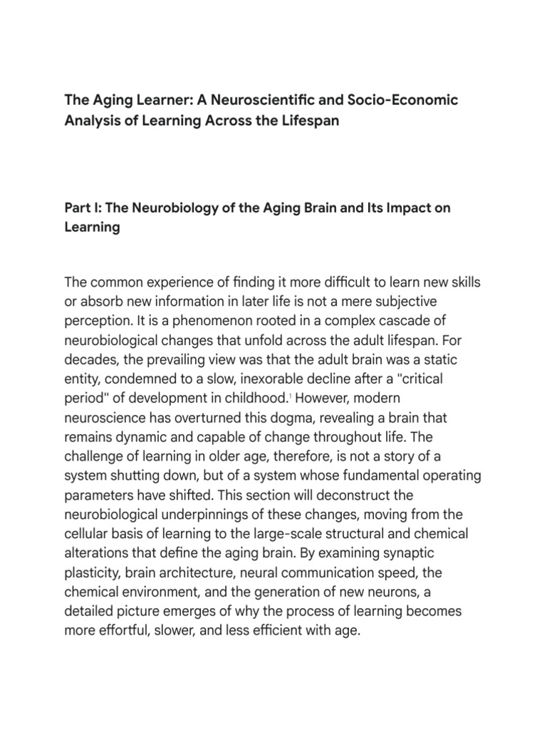 Aging Brain: Neuroplasticity and Learning | PDF | Synaptic Plasticity ...