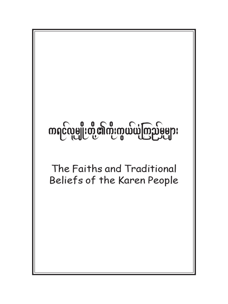 The Faiths and Traditional Beliefs of The Karen People | PDF