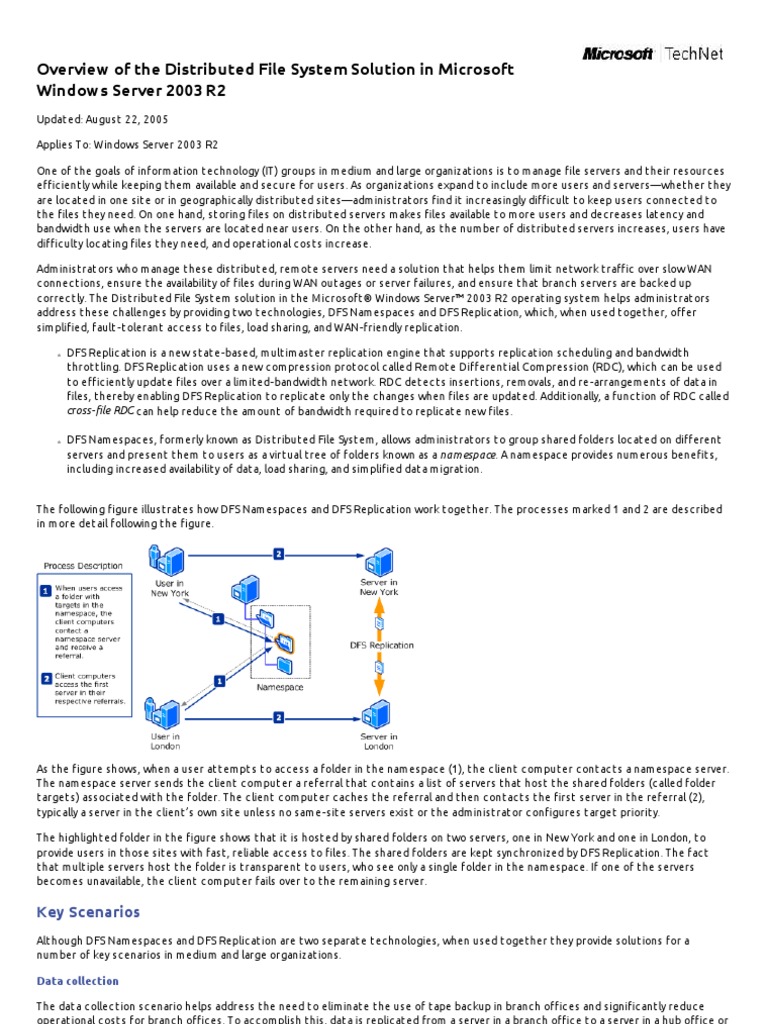 DFS Solution in Microsoft Windows Server 2003 R2 | PDF | Windows Server ...