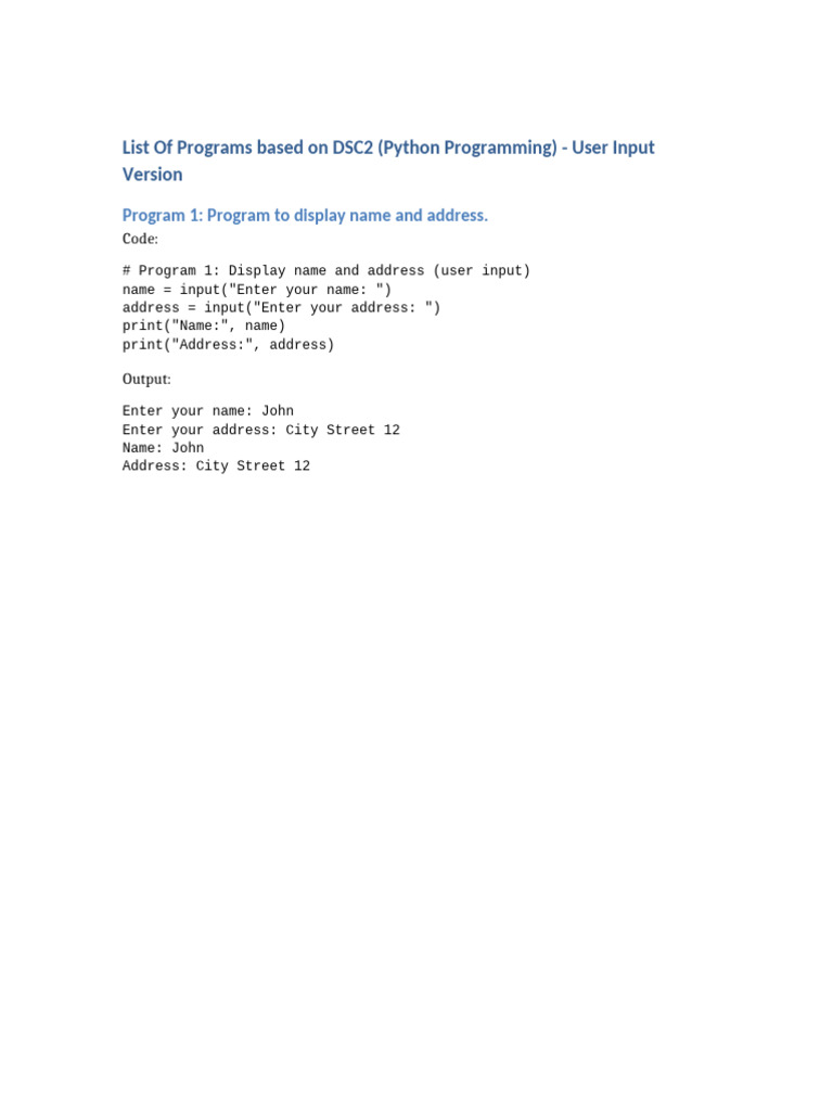 Python Journal BComIT Sem5 UserInput | PDF | Filename | Computer Science