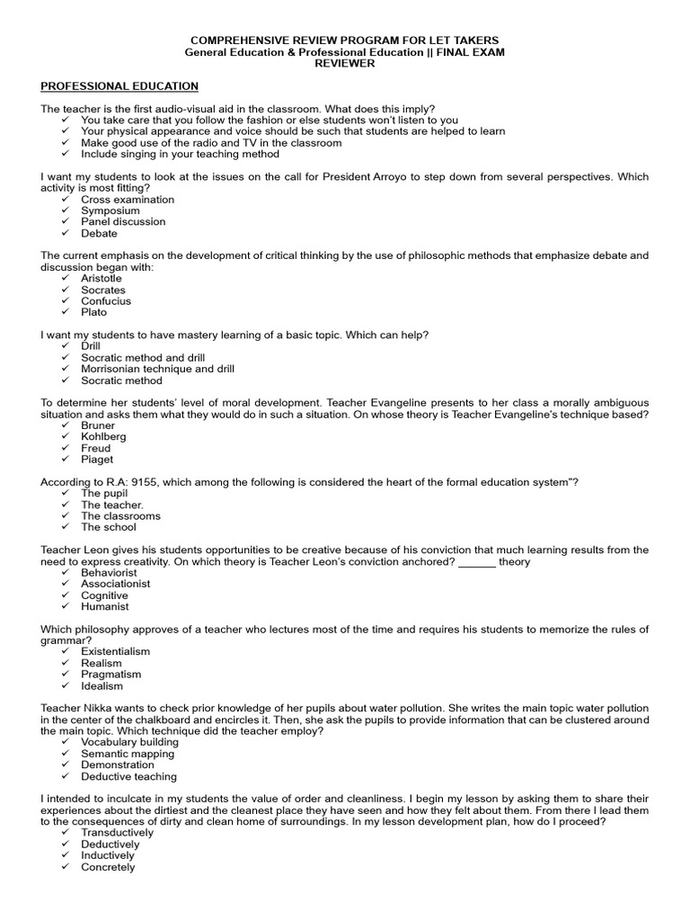 Beed Finals Exam Reviewer | PDF | Cognitive Science | Cognition