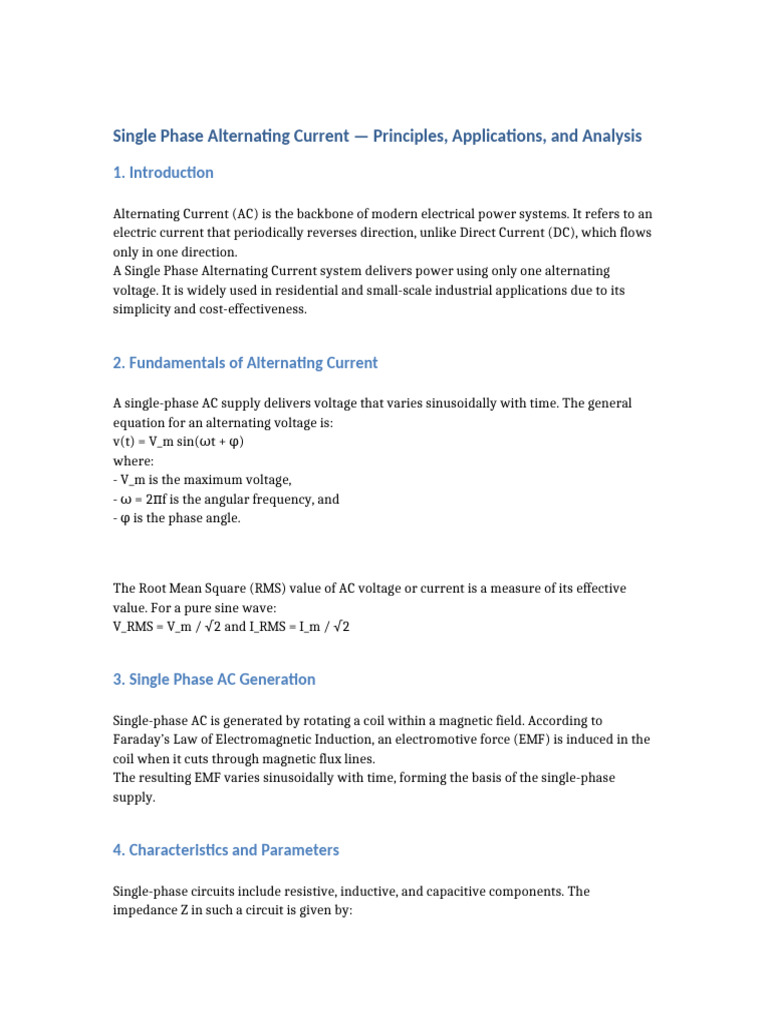 Single Phase Alternating Current Report | PDF | Electromagnetic ...