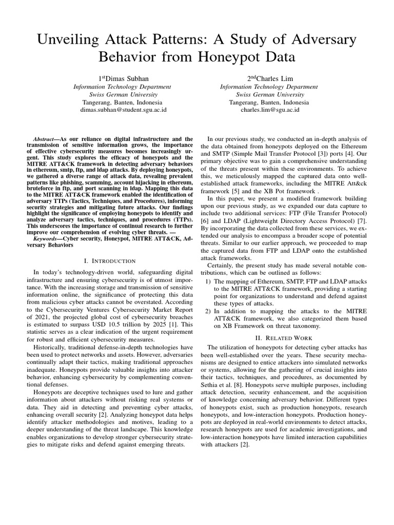 2023 - Unveiling Attack Patterns A Study of Adversary Behavior From ...