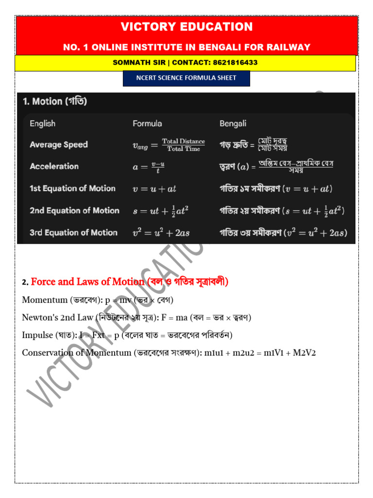 Physics Formula Sheet | PDF