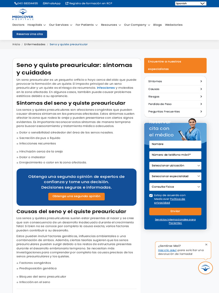 Seno y Quiste Preauricular - Síntomas, Diagnóstico y Riesgos | PDF ...