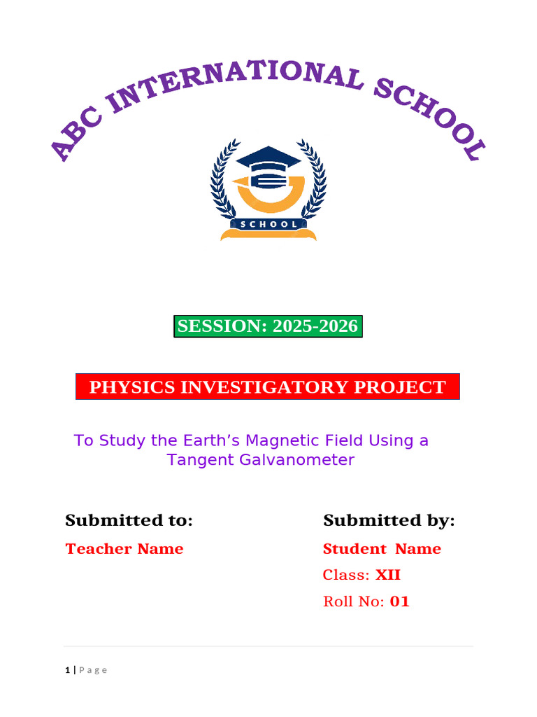 Earth's Magnetic Field Study Project | PDF | Earth's Magnetic Field ...