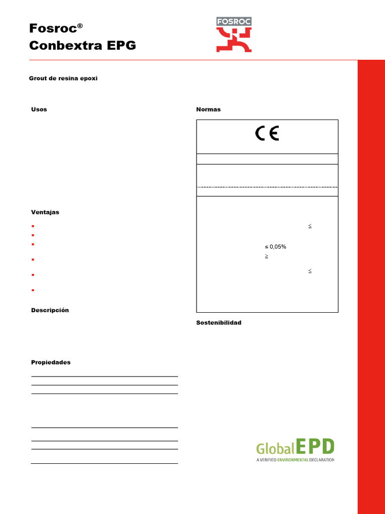 Grout Epoxi Conbextra EPG: Usos y Ventajas | PDF | Acero | Hormigón