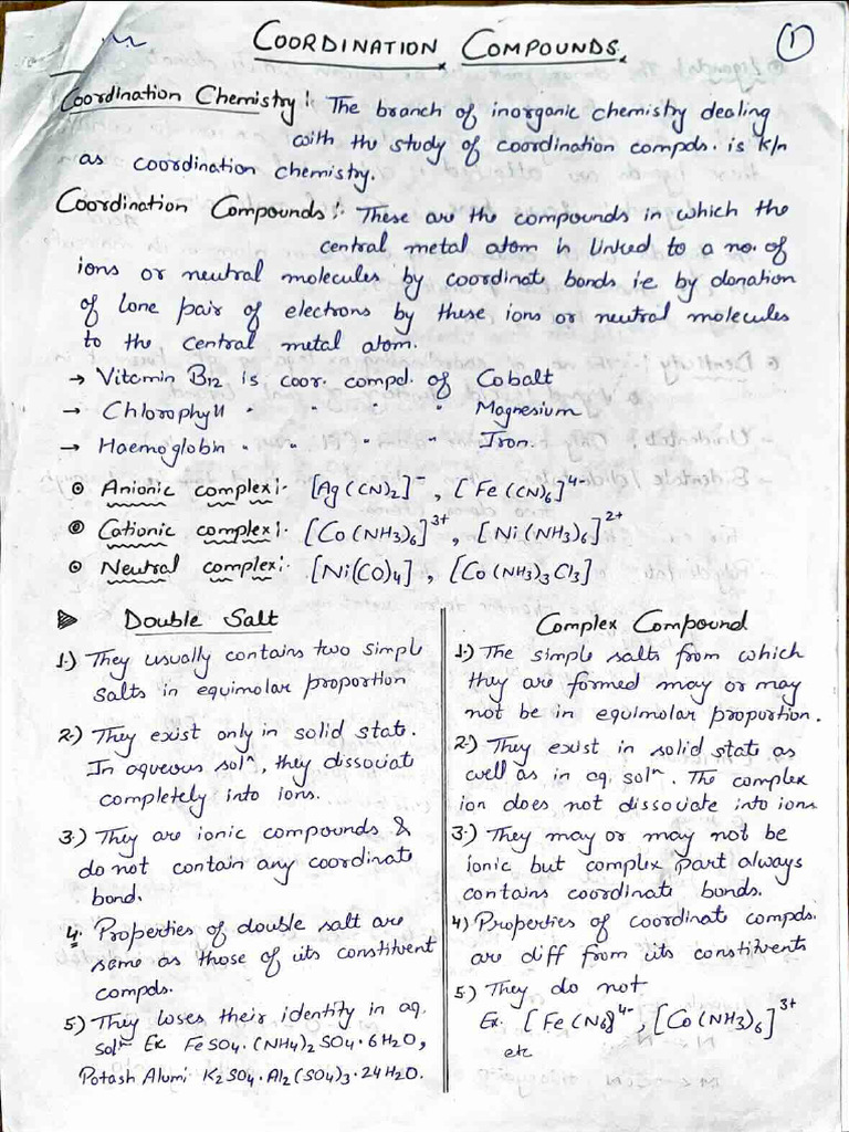 Coordination Compds HWN | PDF