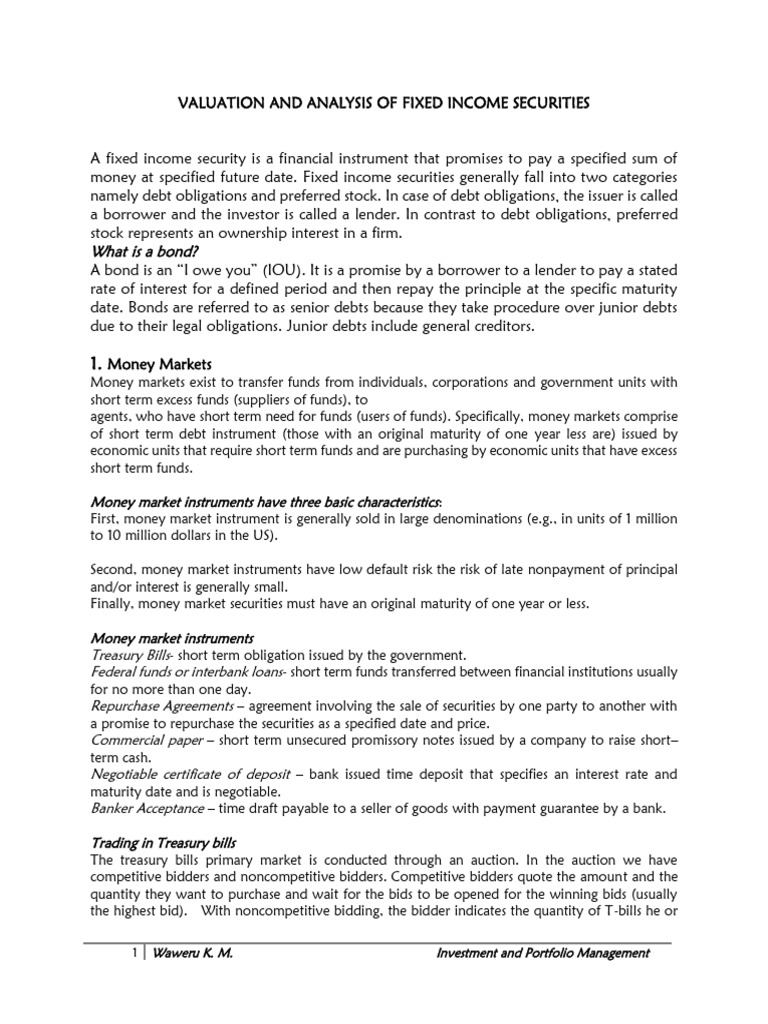 Fixed Income Securities Valuation Handout Student | PDF | Bonds ...