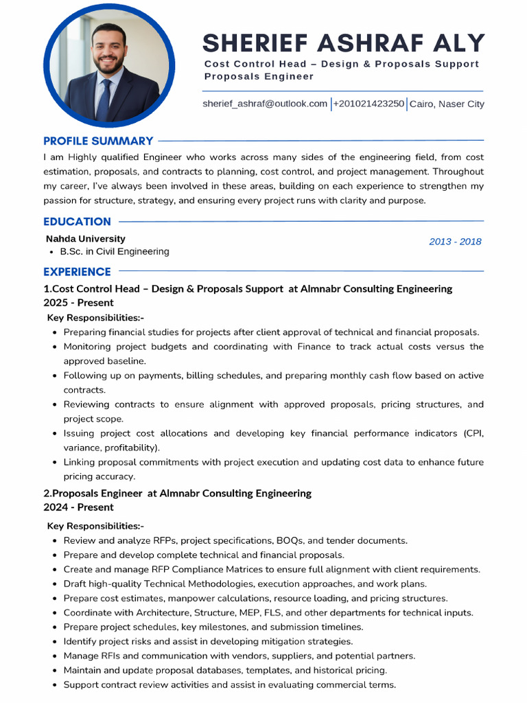 Sherief Ashraf CV - Proposals Engineer | PDF