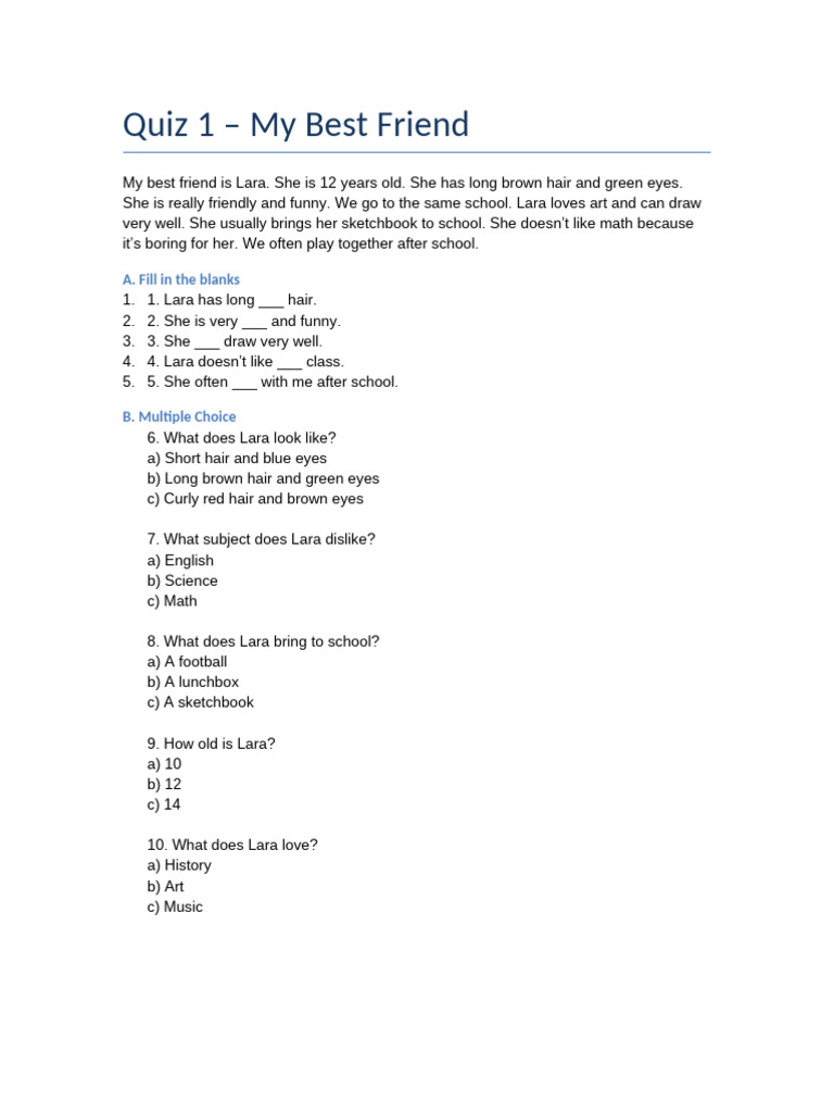 A1 Level Reading Quiz Set | PDF | Chess Theory | Chess