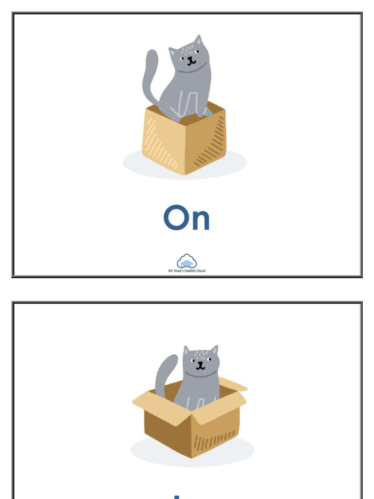 Preposition Cats Flashcards 1 | PDF