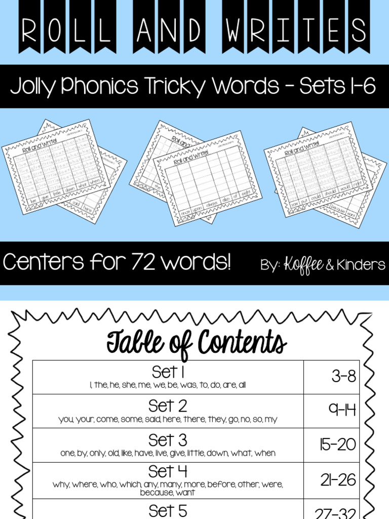 Jolly Phonics Tricky Words - Sets 1-6: Koffee | PDF