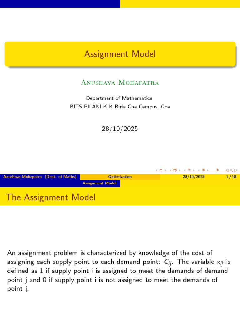 Lecture 30 Assignment Model | PDF | Mathematical Optimization ...
