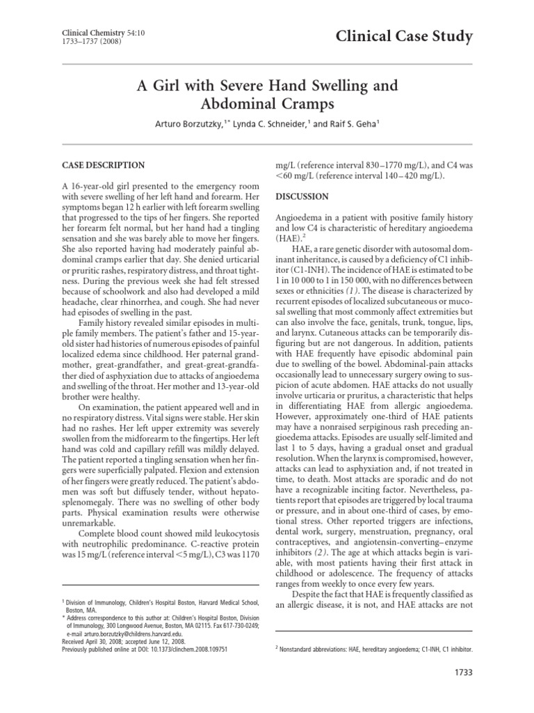 Hereditary Angioedema and C1-InH | PDF | Complement System | Medical ...