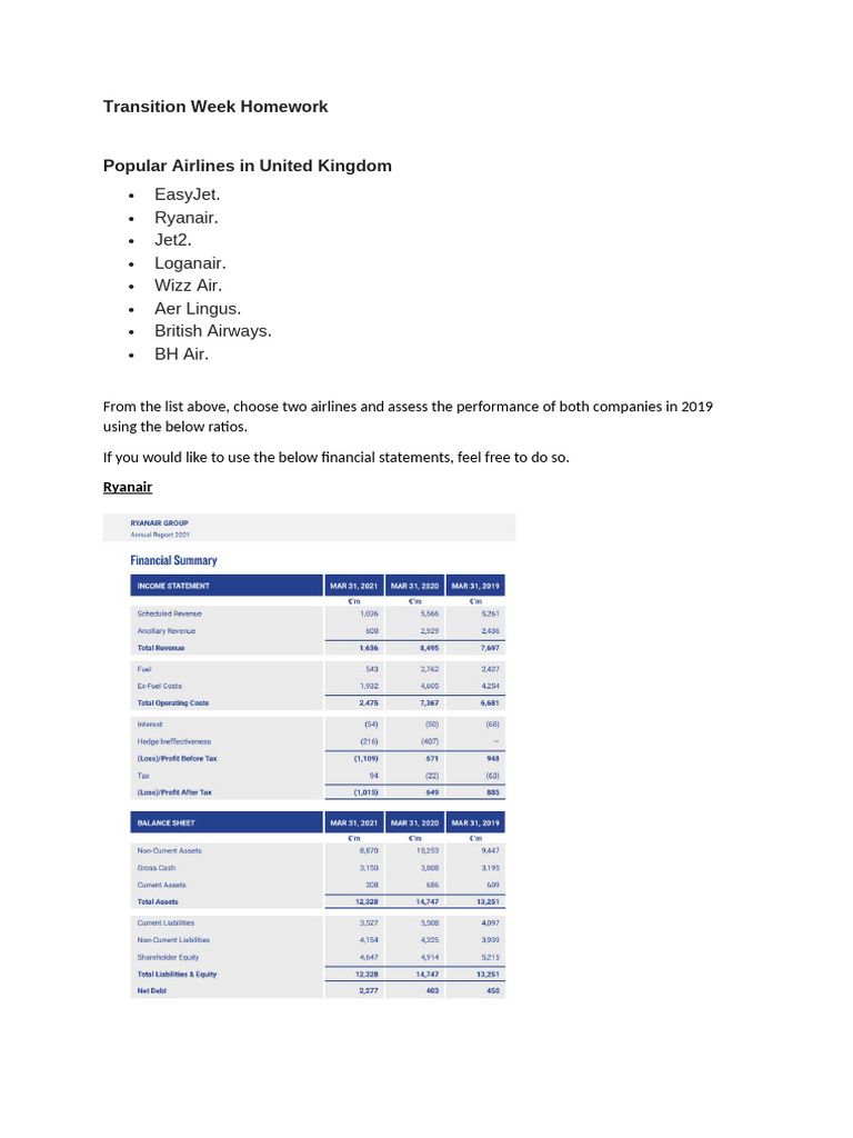 Transition Week Homework-2 | PDF | Equity (Finance) | Revenue