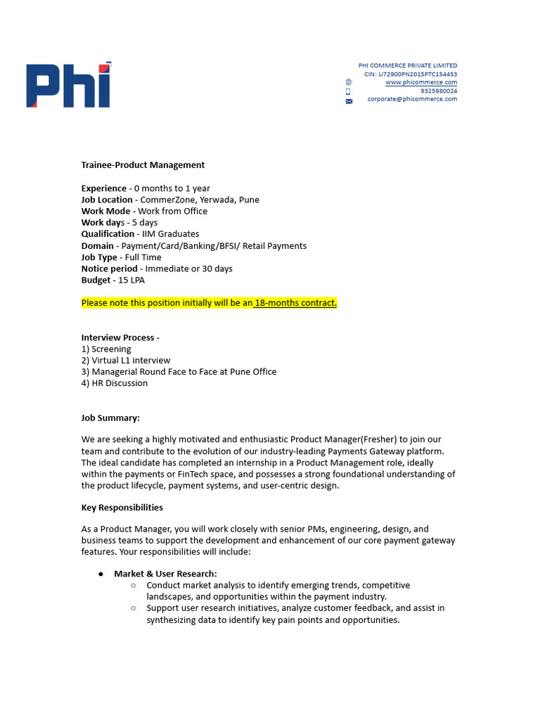 JD Trainee Product Management | PDF | Scrum (Software Development ...