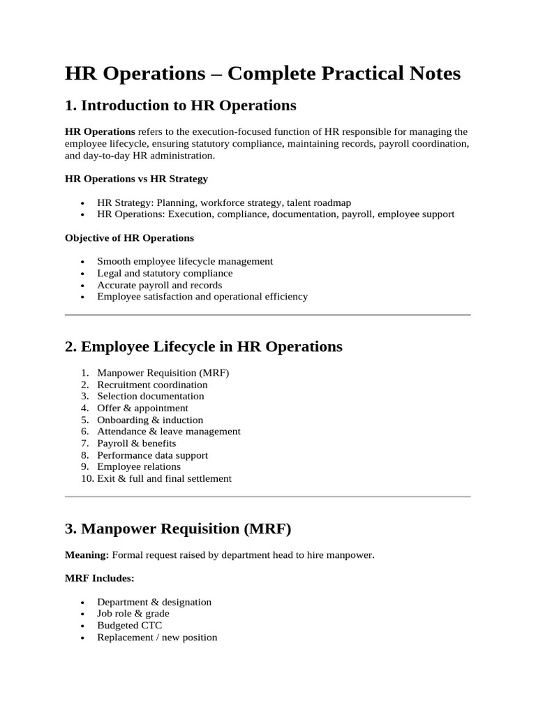 Essential HR Operations Guide | PDF | Human Resources | Payroll