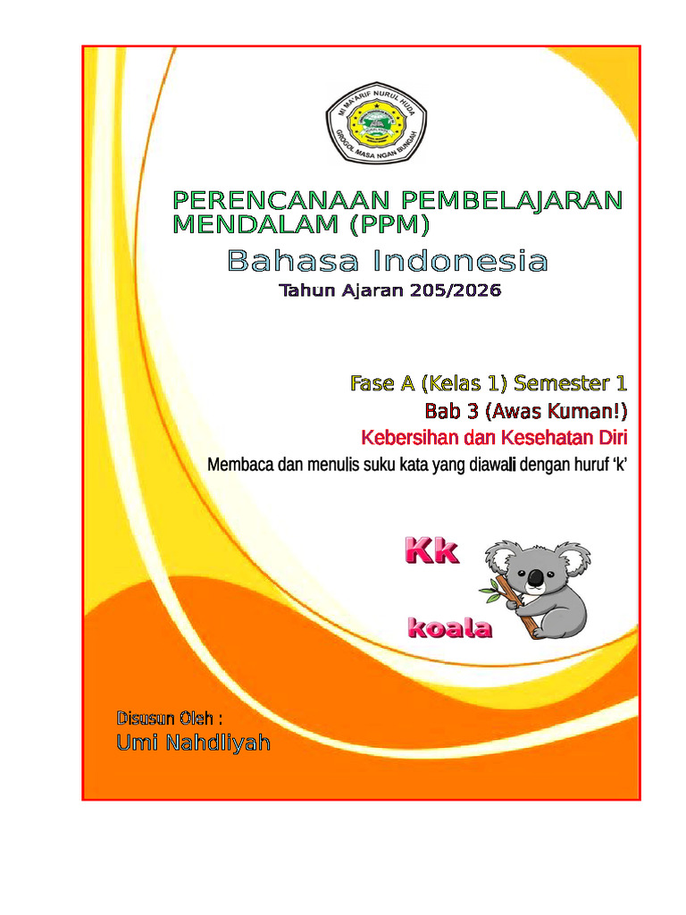 Rencana Pembelajaran Bahasa Indonesia Kelas 1 | PDF