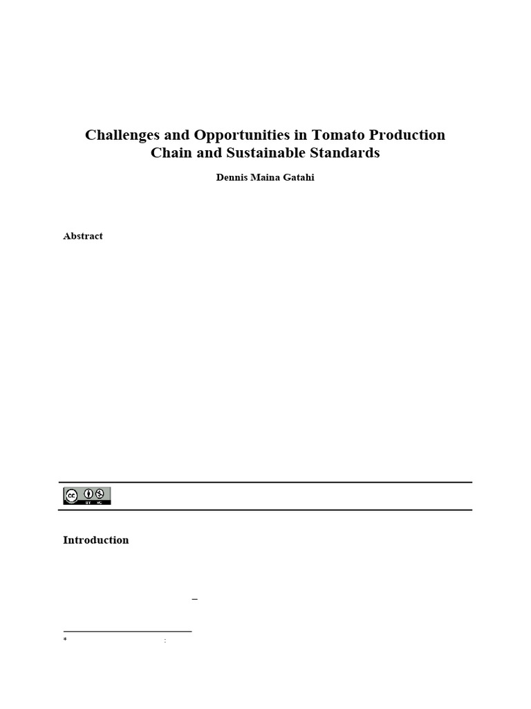 Challenges and Opportunities in Tomato Chain and Sustainable Standards ...