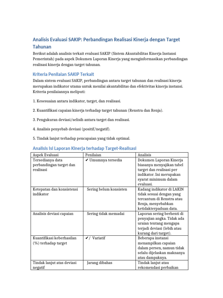 3.b.3 Analisis SAKIP Perbandingan Target Realisasi | PDF